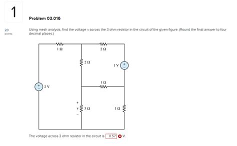 Solved 1 20 Points Problem 03016 Using Mesh Analysis
