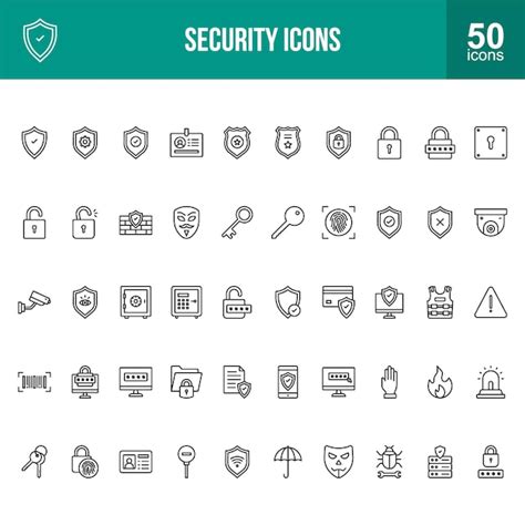 Premium Vector Security Line Icons Safety Protection And