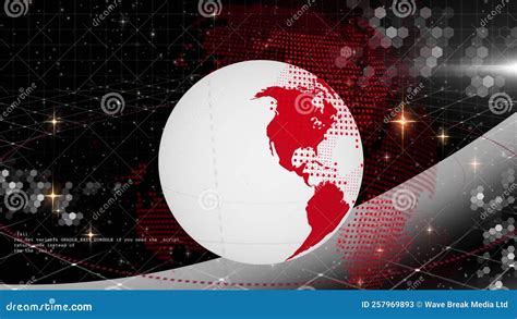 Animation Of Rotating Globe And Programming Language With Dots Lens