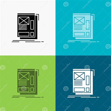 Wire Framing Web Layout Development Icon Over Various Background Glyph Style Design