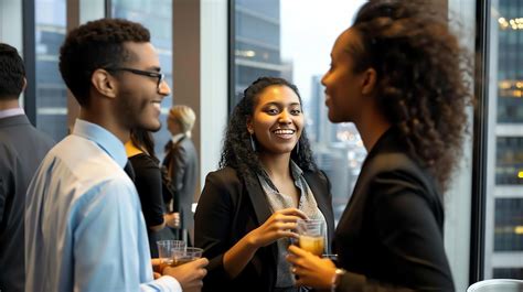 Premium Photo Networking At A Business Conference Diverse Group Of