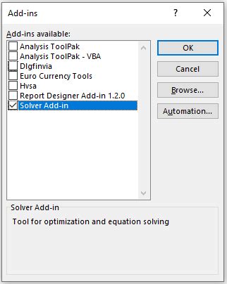 VBA Solver Automate Excel