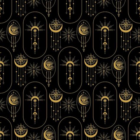 Premium Vector Seamless Pattern With Sun Stars Moon Constellation