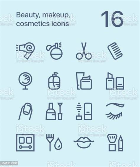 개요 아름다움 화장품 웹 및 모바일 디자인을 위한 메이크업 아이콘 팩 1 가위에 대한 스톡 벡터 아트 및 기타 이미지 가위 거울 단일 이미지 Istock