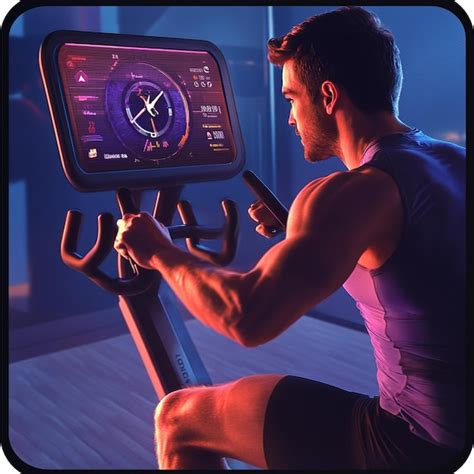 A Workout App Showing A Male Engaging In A Virtual Spinning Class