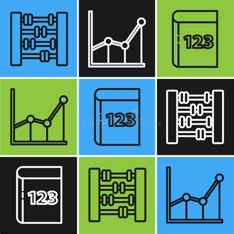 Set Line Graph Schedule Chart Diagram Test Or Exam Sheet And Pen And Sigma Symbol Icon