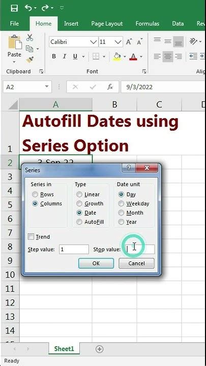 Fast Trick How To Autofill Dates Using Series Option In Ms Excel Youtube