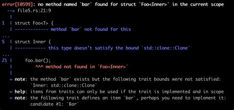 Improve E0599 For Missing Trait Bounds Where Clauses · Issue 61661