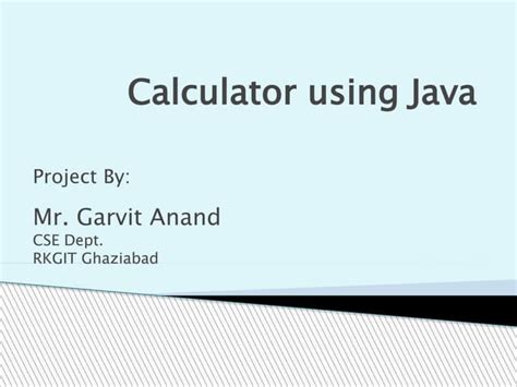 Calculator Using Java Pptx