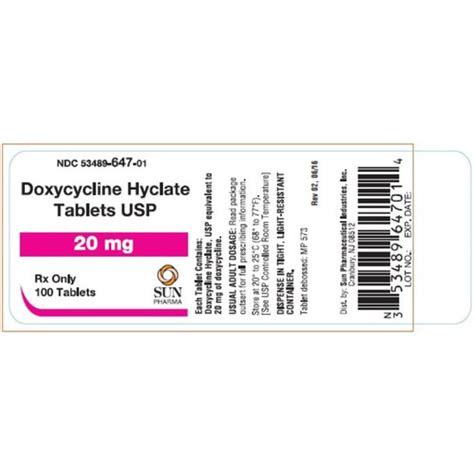 Doxycycline 20mg 100 Tablets Bound Tree