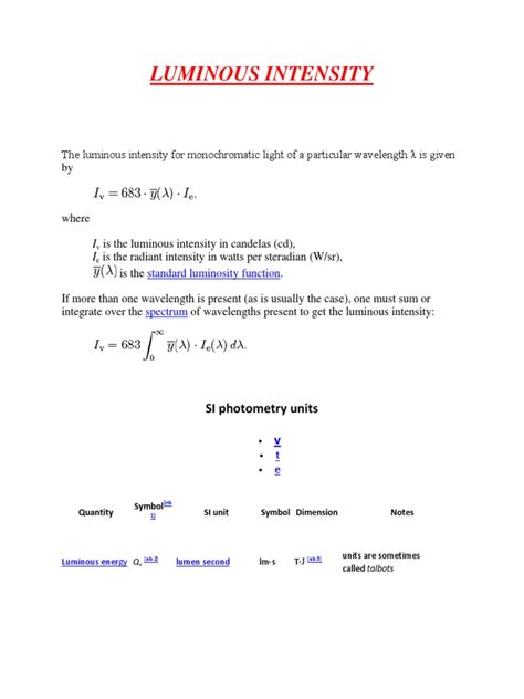 Luminous Intensity In Photometry Pdf Psychophysics Atomic