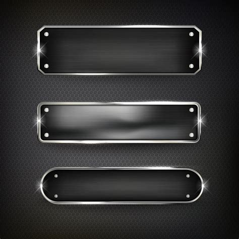 Black Steel Web Buttons Set 2005610 Vector Art At Vecteezy