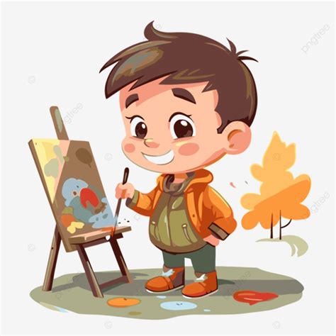 만화 소년은 가을에 그림을 그리다 벡터 사진 클립 아트 만화 Png 일러스트 및 벡터 에 대한 무료 다운로드 Pngtree