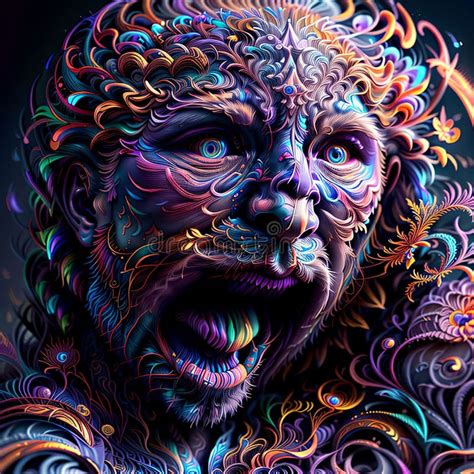 Abstract Colorful Fluorescent Neon Psychedelic Background Neural Network Generated Ai Stock