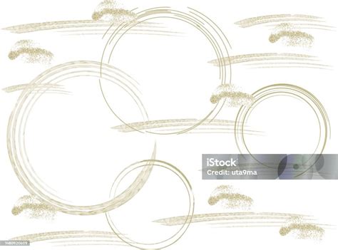 황금 붓으로 그린 것 같은 일본식 이미지 프레임 일러스트 소재 붓에 대한 스톡 벡터 아트 및 기타 이미지 붓 일본 문화