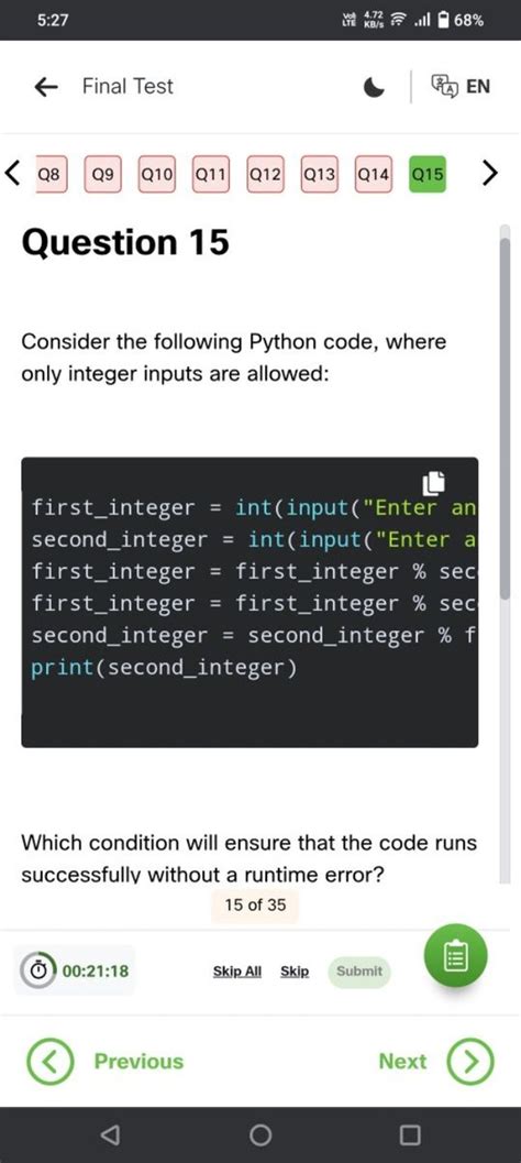 Consider The Following Python Code Where Only Integer Inputs Are Allowed
