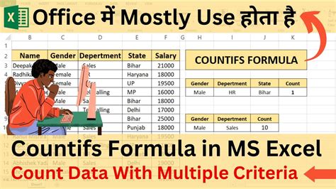 How To Use Countifs Formula In Ms Excel Countifs In Excel Hindi Msexcel Youtube