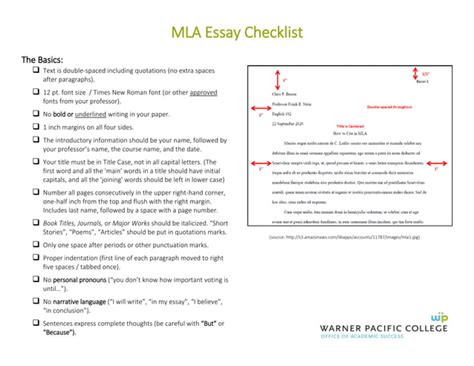 Mla Format Checklistpdf
