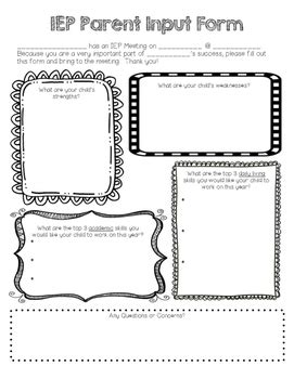 IEP Parent Input Form By Sarah Knudtson Teachers Pay Teachers