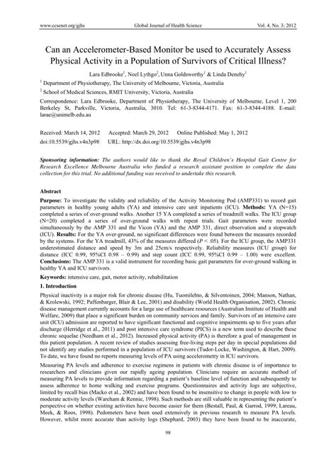 Pdf Can An Accelerometer Based Monitor Be Used To Accurately Assess Physical Activity In A