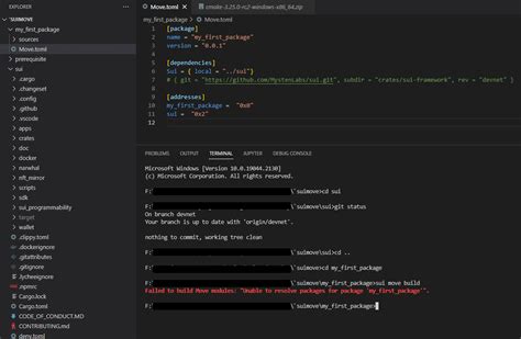 Sui Failed To Build Move Modules Unable To Resolve Packages For Package Myfirstpackage