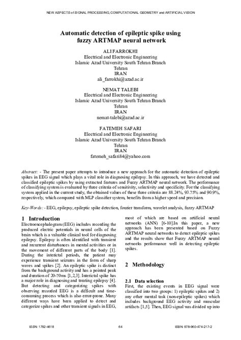 Pdf Automatic Detection Of Epileptic Spike Using Fuzzy Artmap Neural Network