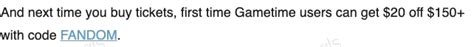 50 Off Gametime Promo Code March 2026 Coupon