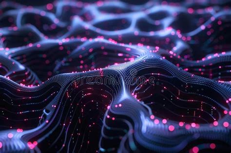 An Abstract 3d Visualization Of A Cybernetic Brain Where Each Neuron Is