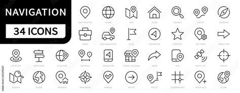 Navigation And Location Line Icons Navigation Icon Set Location And