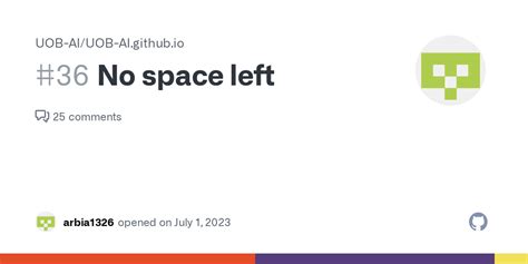 No Space Left · Issue 36 · Uob Aiuob · Github