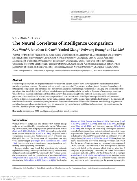 Pdf The Neural Correlates Of Intelligence Comparison