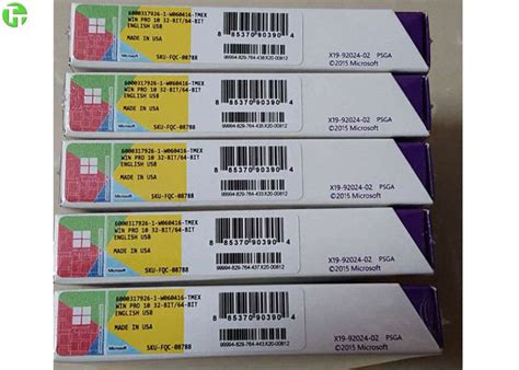 Windows 10 Pro OEM 64 Bit Retail Box Office 365 Product Key Card COA License Sticker