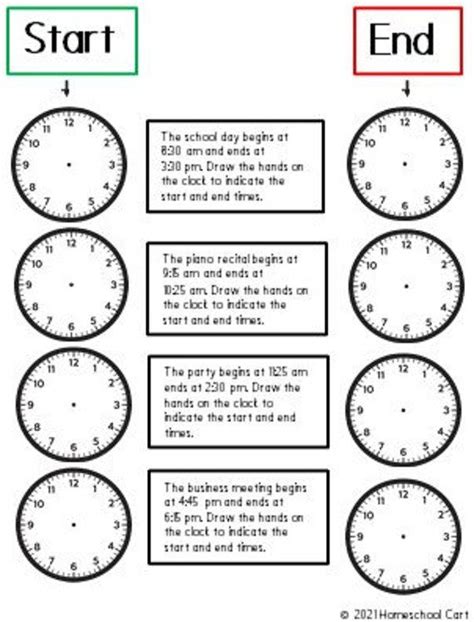 Telling The Time 2 Word Problem Worksheets With Start And End Times Etsy Time Word Problems