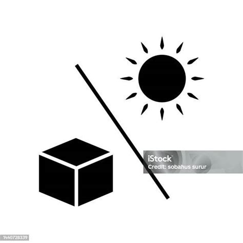 태양과 슬래시가 있는 상자 글리프 아이콘 그림 태양 아이콘에서 길을 유지하는 데 적합합니다 포장과 관련된 아이콘입니다 간단한