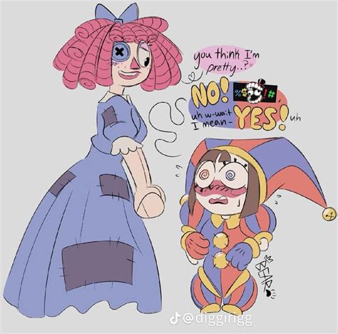 Two Cartoon Characters One With Pink Hair And The Other Wearing A Blue Dress Standing Next To