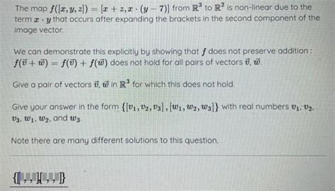 solved the map f [x y z] [x z x⋅ y−7 ] from r3 to r2 is