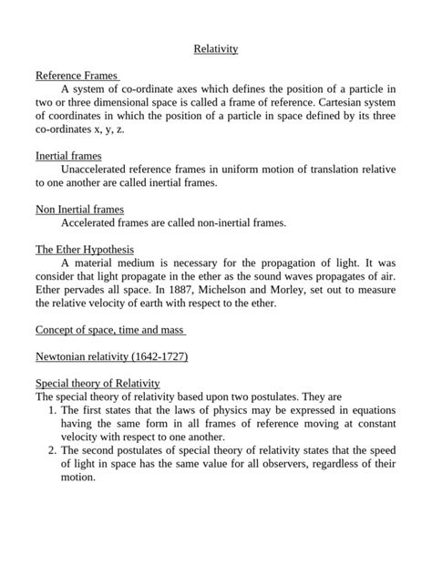 3 Relativity Pdf Special Relativity Luminiferous Aether