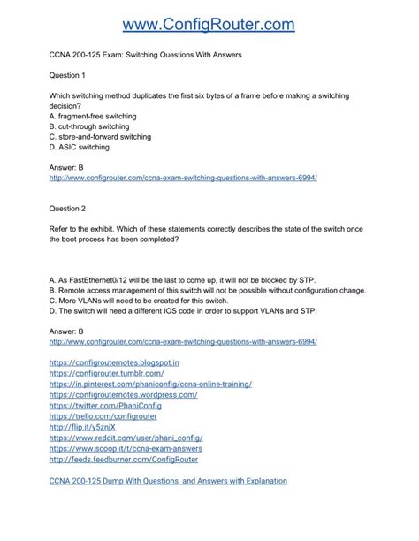 Ppt Ccna 200 125 Exam Switching Questions With Answers Powerpoint Presentation Id 7734493