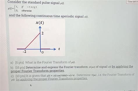 Solved Time Left Consider The Standard Pulse Signal P T Chegg