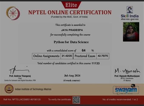 Jayapradeepa M On Linkedin Nptel Datascience Python Dataanalytics