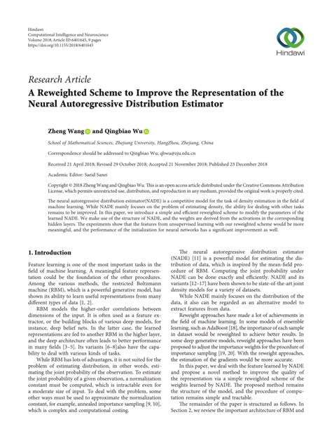 Pdf A Reweighted Scheme To Improve The Representation Of The Neural Autoregressive