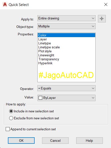 cara select object otomatis di autocad
