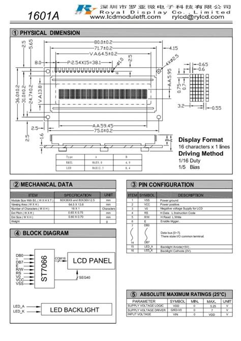 1601a Dot Matrix Cob 8 Bit Mpu Interface 16x1 Character Stn Blue