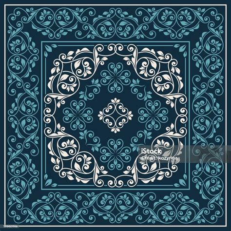 정사각형 프레임 세트 템플릿입니다 빈티지 장식을 한 반다나 0명에 대한 스톡 벡터 아트 및 기타 이미지 0명 골동품 꽃 식물 Istock