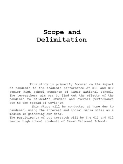 Scope And Delimitation Pdf