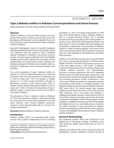 Research Paper About Diabetes Mellitus