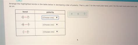 Solved Arrange the highlighted bonds in the table below in | Chegg.com