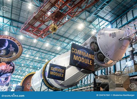 Saturn V Rocket In Kennedy Center Cape Canaveral Florida Editorial Photo Image Of Module