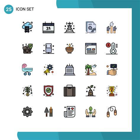 Pictogram Set Of 25 Simple Filled Line Flat Colors Of Aspiration Developer Network Coding Api