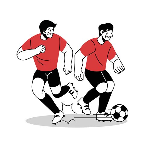 soccer player passing ball to teammate vector cartoon illustration